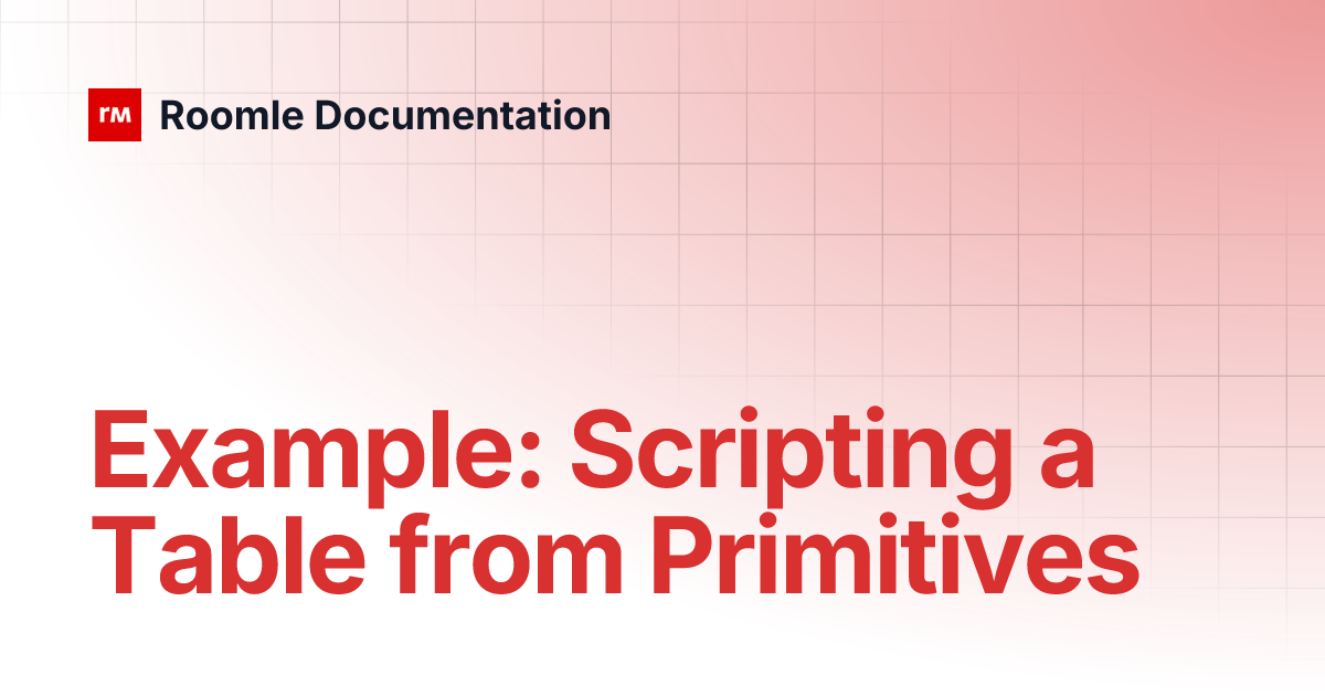Example: Scripting a Table from Primitives | Roomle Documentation